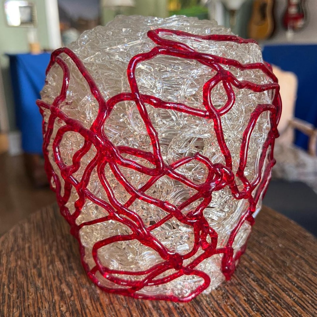 Vintage MCM Spaghetti Lamp Shade Spun Lucite Retro Kitsch Swag Clear ...