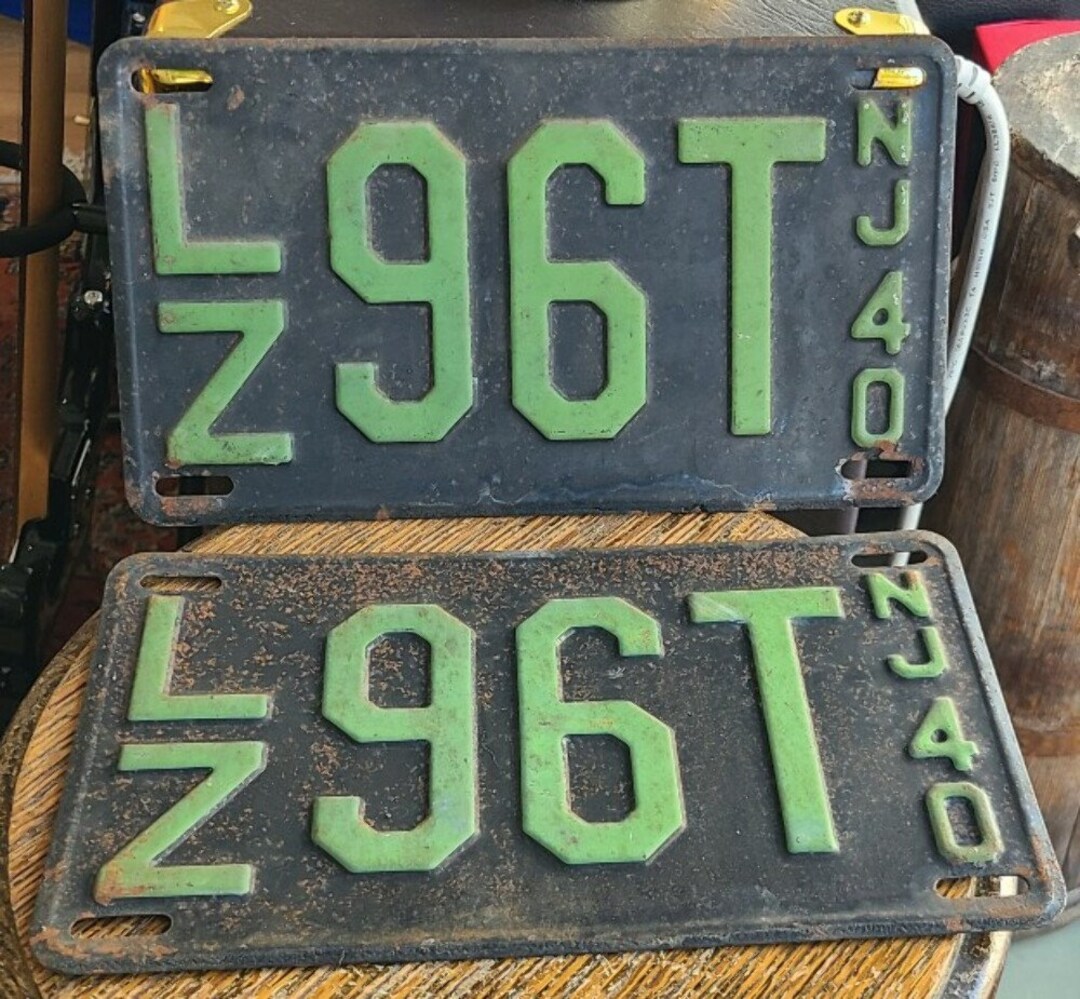 Vintage Pair 1940 New Jersey License Plates Green Black NJ 40 LZ 96T - Etsy