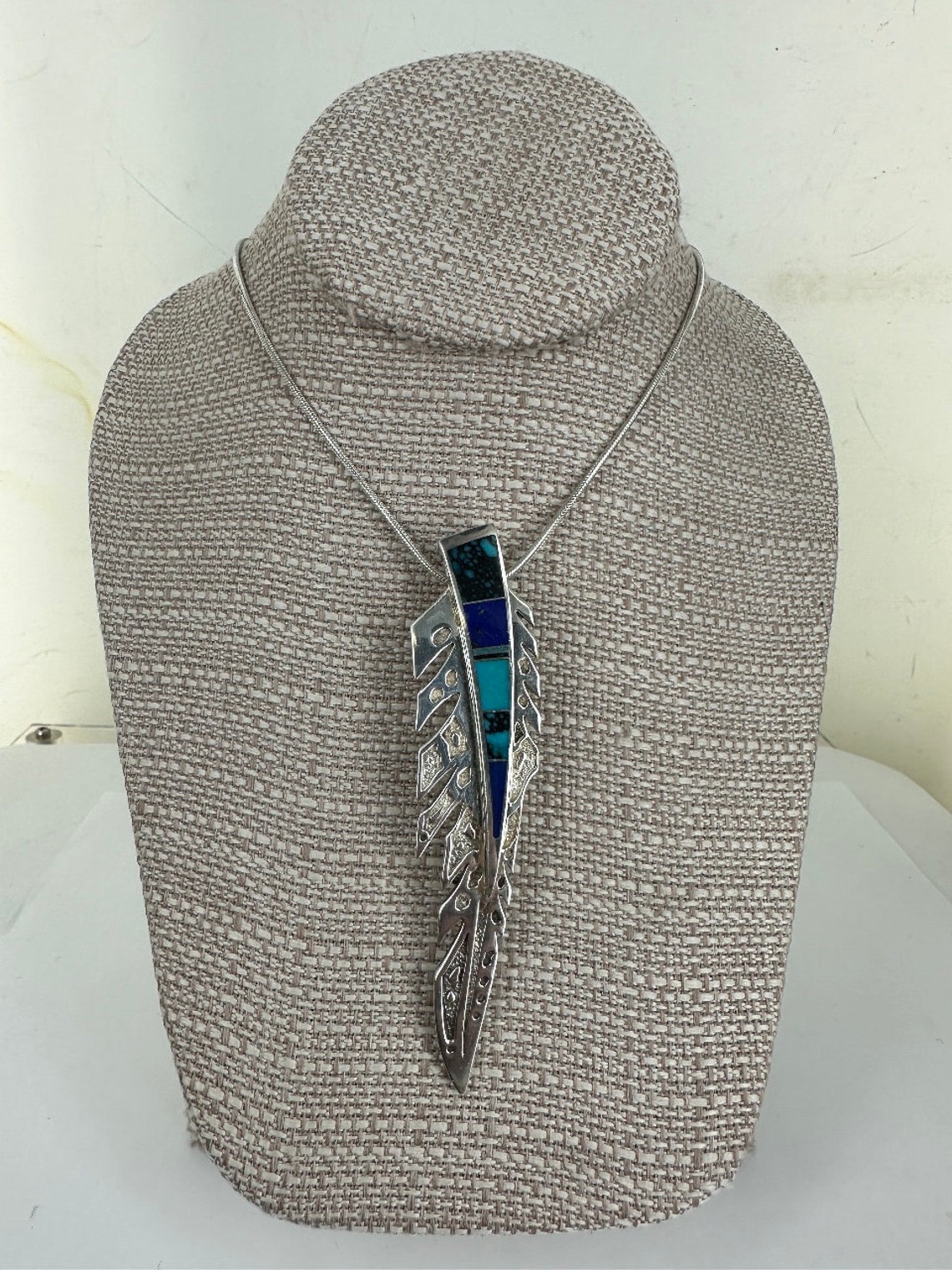 Vintage Sterling Ray Tracey Knifewing Turquoise Lapis Inlay Feather ...