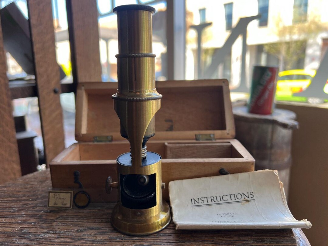 Antique French Brass Three-powe Compound Microscope – Perry Mason Co. W ...