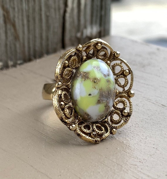 Vintage 1960's Gold Foil Murano Art Glass Filigree Go… - Gem