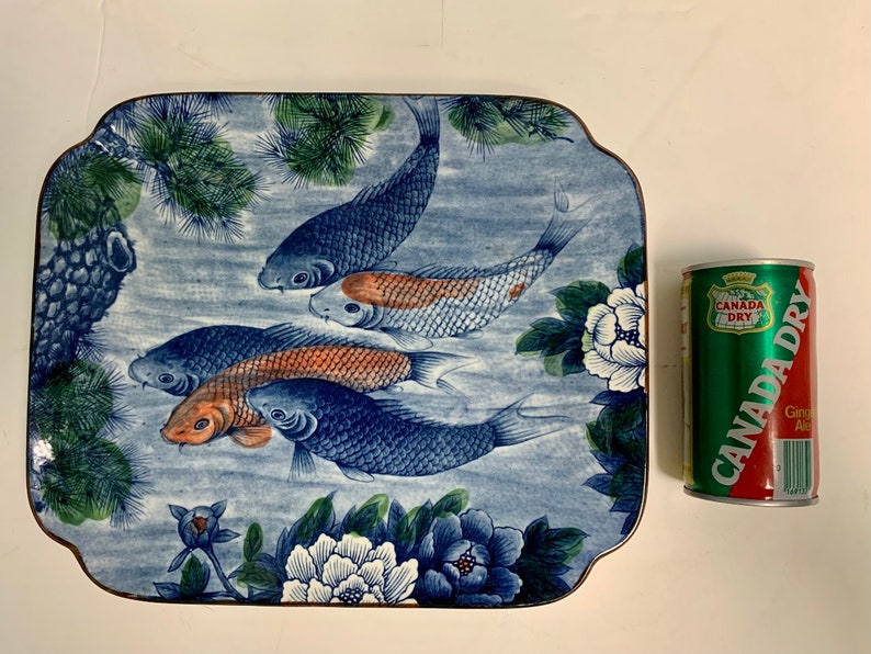 Vintage Japanese Porcelain Serving Dish Plate Koi Fish & Lotus | Etsy