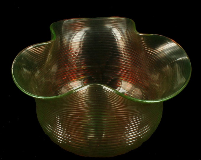 Antique Victorian Art Glass Stevens Williams Threaded Finger Bowl in ...