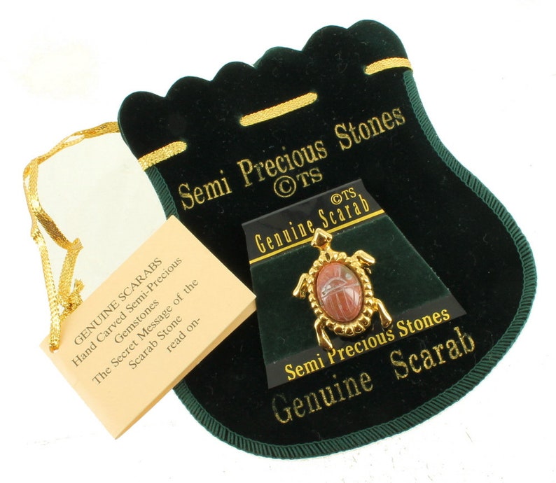 Vintage Egyptian Revival Crawling Turtle Genuine Scarab Gold Tone Pin 1 ...