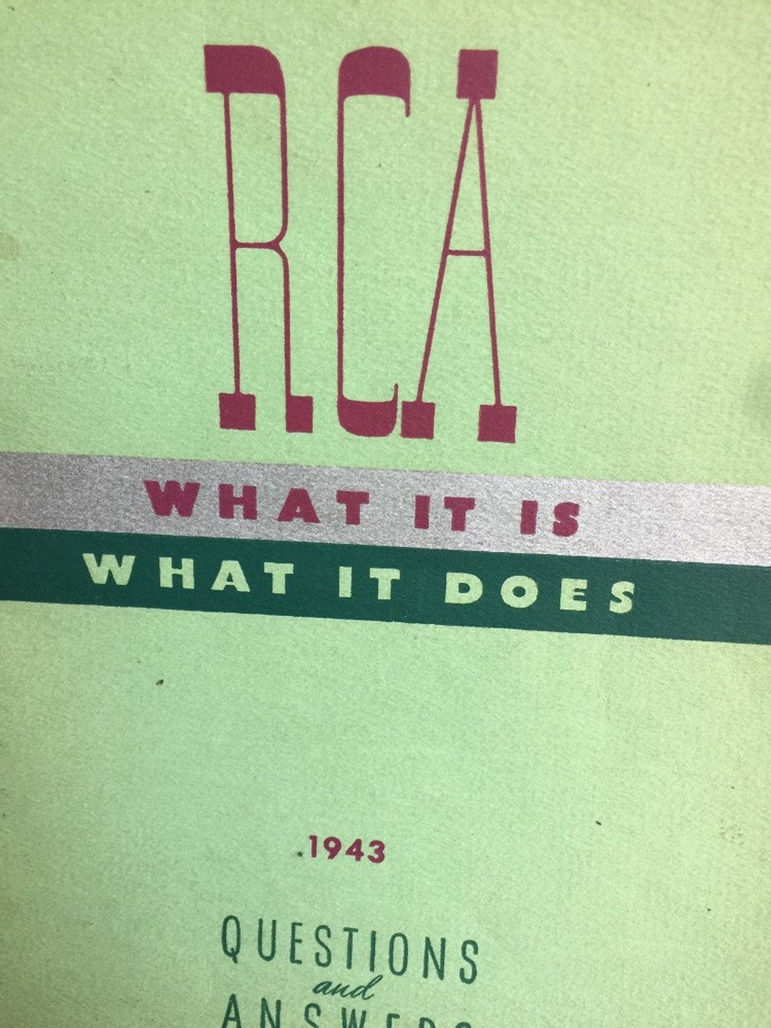 Vintage WWII 1943 RCA Victor Questions Answers Info Workbook Brochure ...