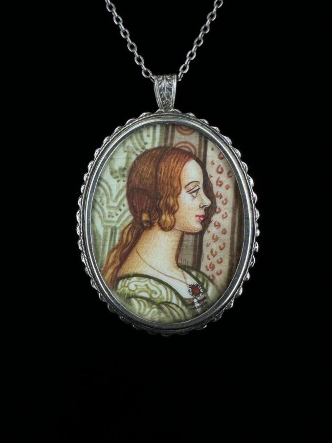 Antique Victorian 800 Silver Miniature Hand Painted Medieval Portrait ...
