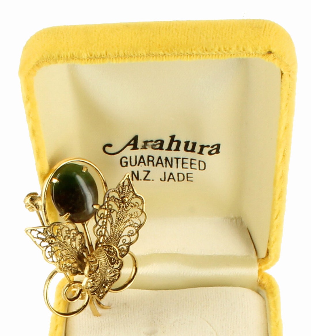 Vintage Pounamu Greenstone Gem New Zealand Nephrite Jade Filigree ...