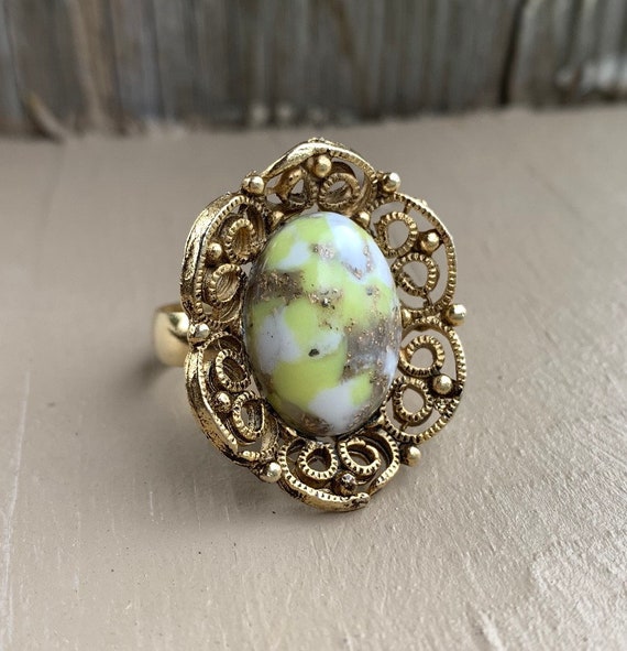 Vintage 1960's Gold Foil Murano Art Glass Filigree Go… - Gem