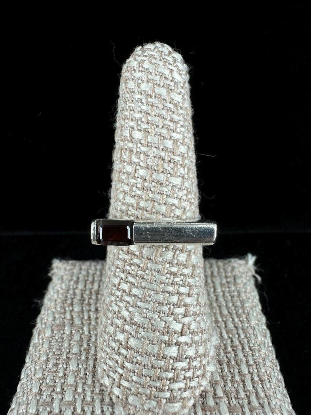 Vintage Sterling Avant Garde Garnet Square Bar Ring Sz 8.25 - Etsy