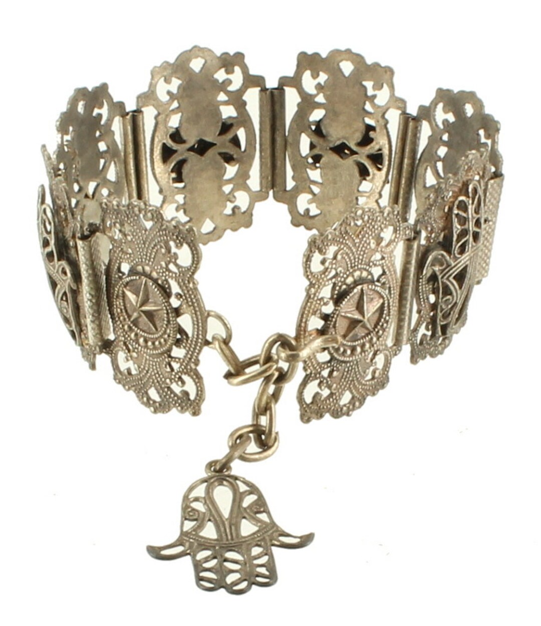 Vintage Middle Eastern Egyptian Link Ethnic Bracelet Hamsa Hand ...