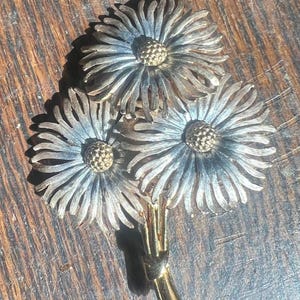 Vintage Kramer MCM Hollywood Regency Gold Silver Mod 3 Daisy Bouquet ...