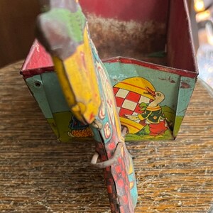 Vintage Chein Tin Litho Toy Easter Bunny Rabbit Pulling Wagon Cart W ...