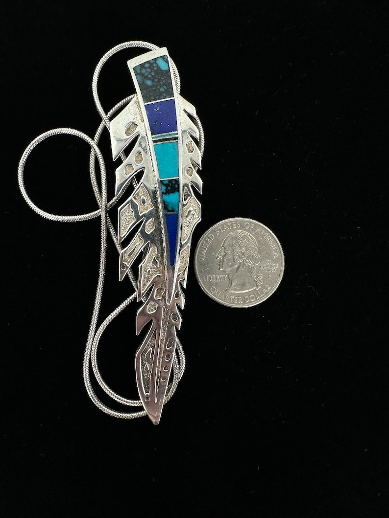 Vintage Sterling Ray Tracey Knifewing Turquoise Lapis Inlay Feather ...