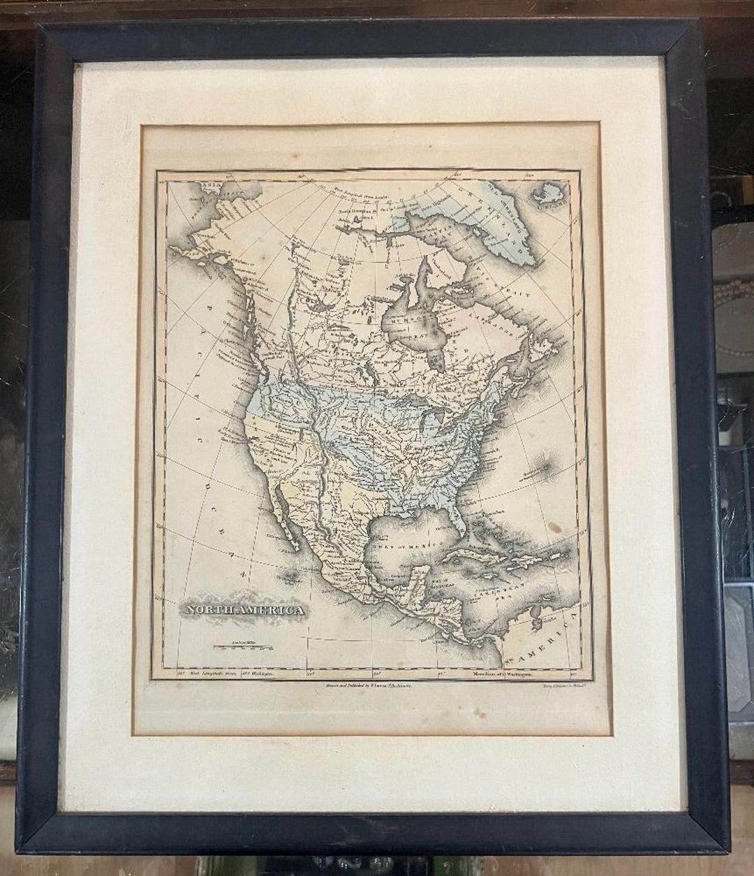 Antique 1823 N America Map, Fielding Lucas Jr, Young & Delleker Framed ...