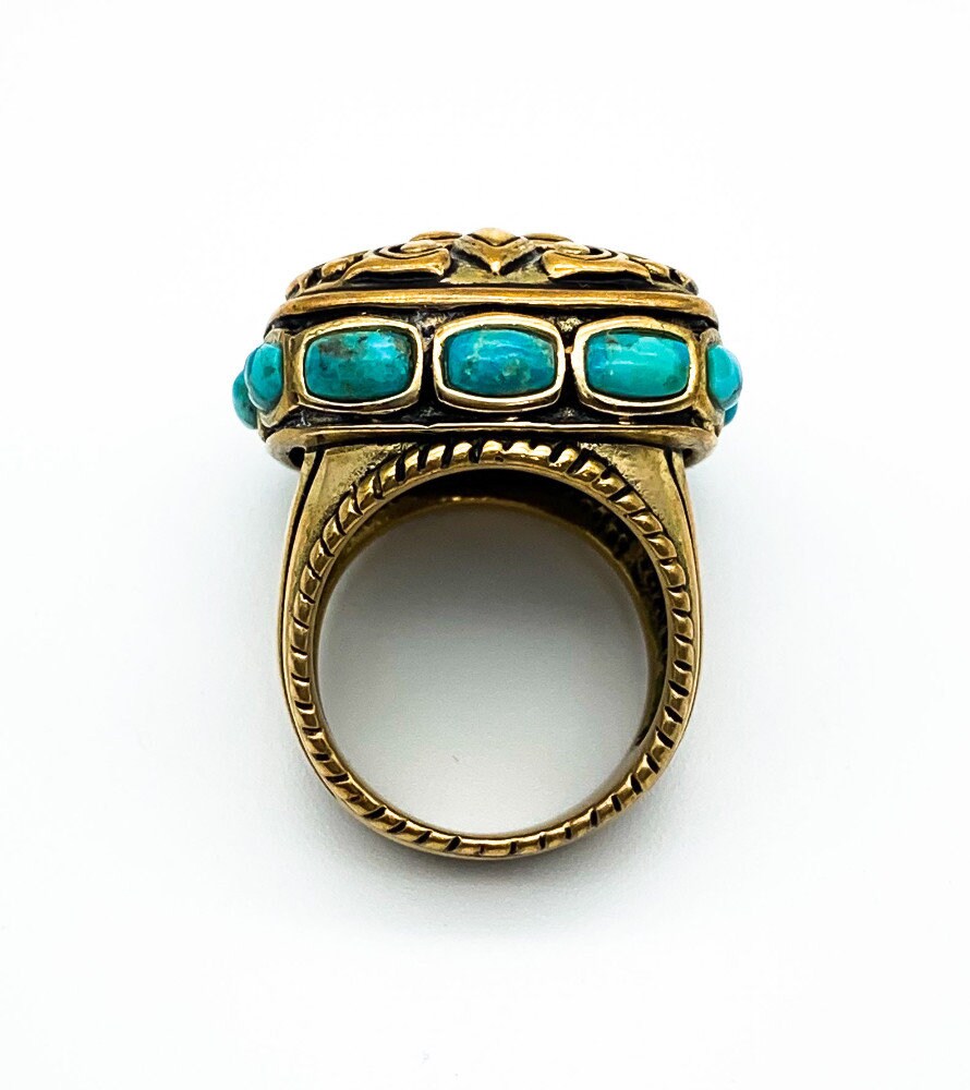 Vintage Barse Big Bronze Turquoise Bali Boho Style Statement | Etsy