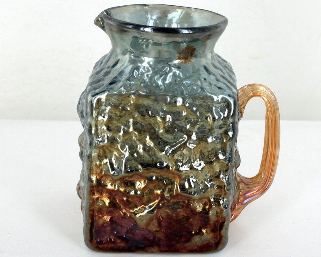 Square PILGRIM Glass Nugate Nugget Rock Crystal Pitcher Reed Blue ...