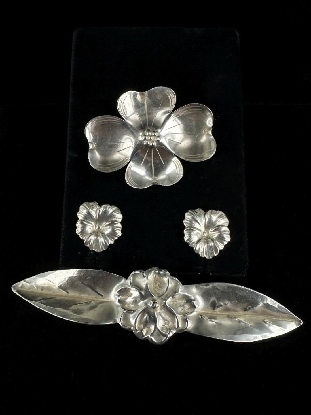 Vintage Sterling Stuart Nye Dogwood & Pansy Brooch Earring Set - Etsy