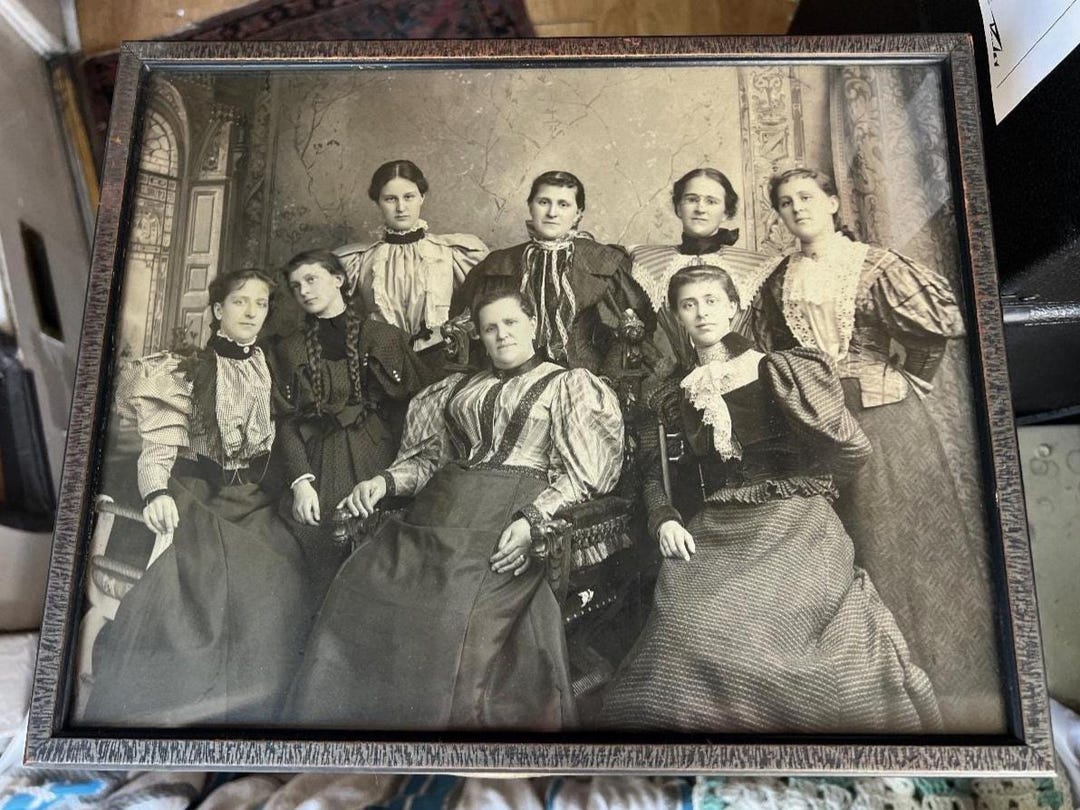 Antique 1890s Framed Campbells Studio Portrait – Matriarch & Seven ...