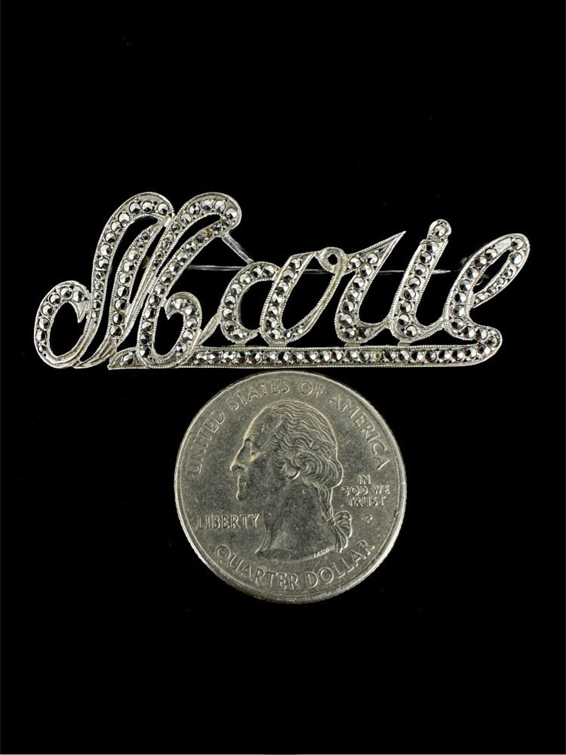 Antique Sterling Marcasite Cursive “marie” Name Brooch/pin 2” - Etsy