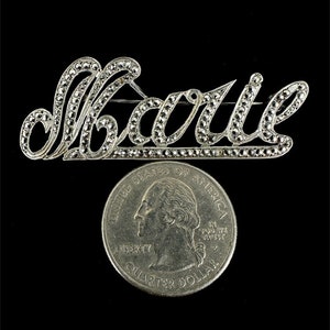 Antique Sterling Marcasite Cursive “marie” Name Brooch/pin 2” - Etsy