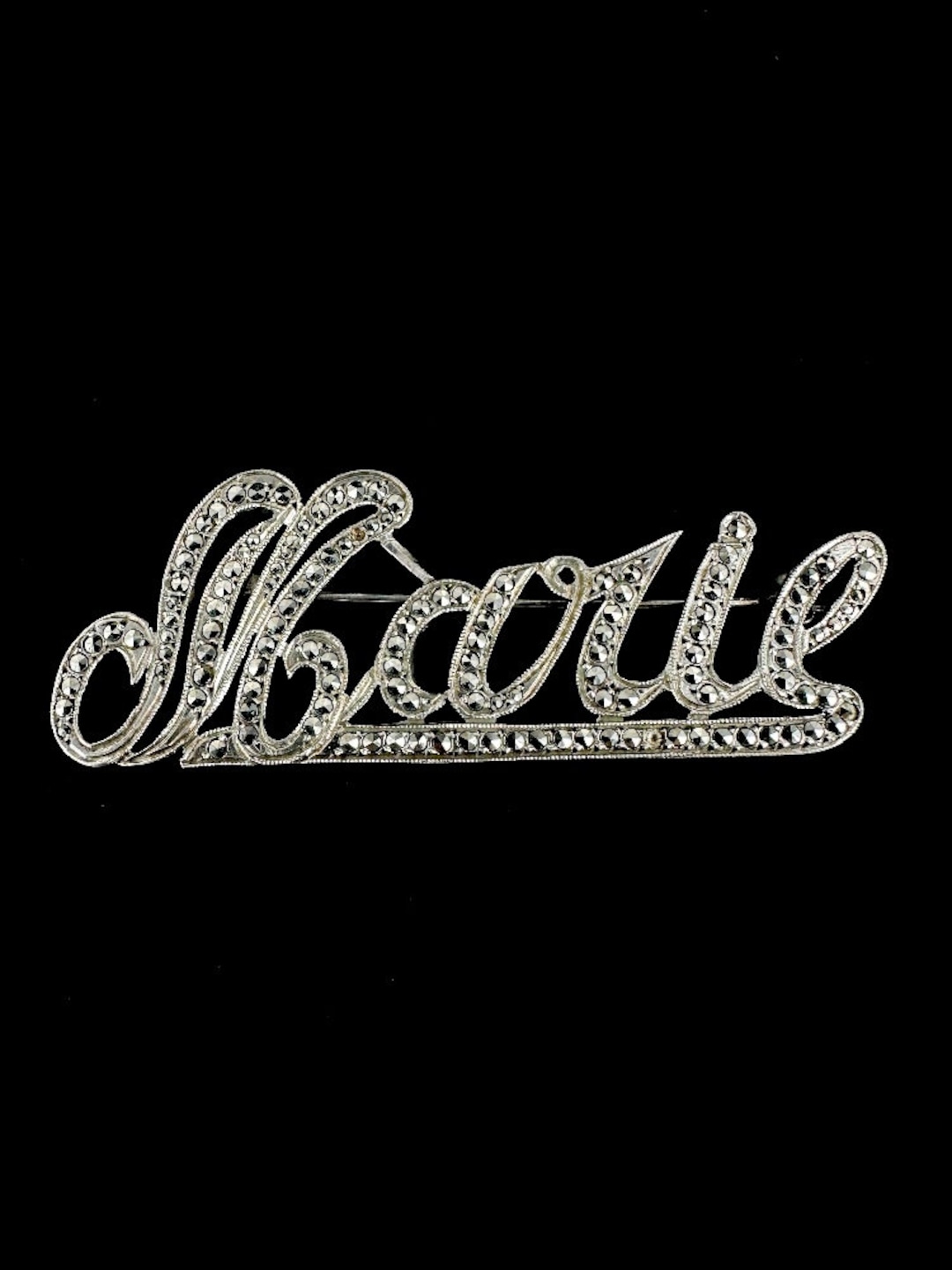 Antique Sterling Marcasite Cursive “marie” Name Brooch/pin 2” - Etsy