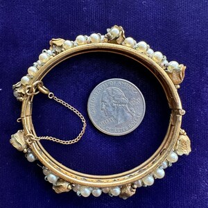 Vintage Miriam Haskell GP Hand Wired Bead Pearl Flower Cap Bangle ...
