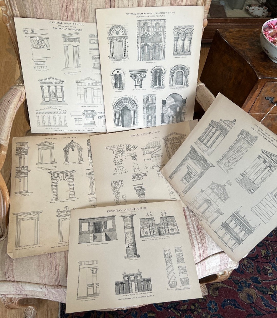 Vintage Art Drawing Reference Architecture Paper Ephemera High School ...