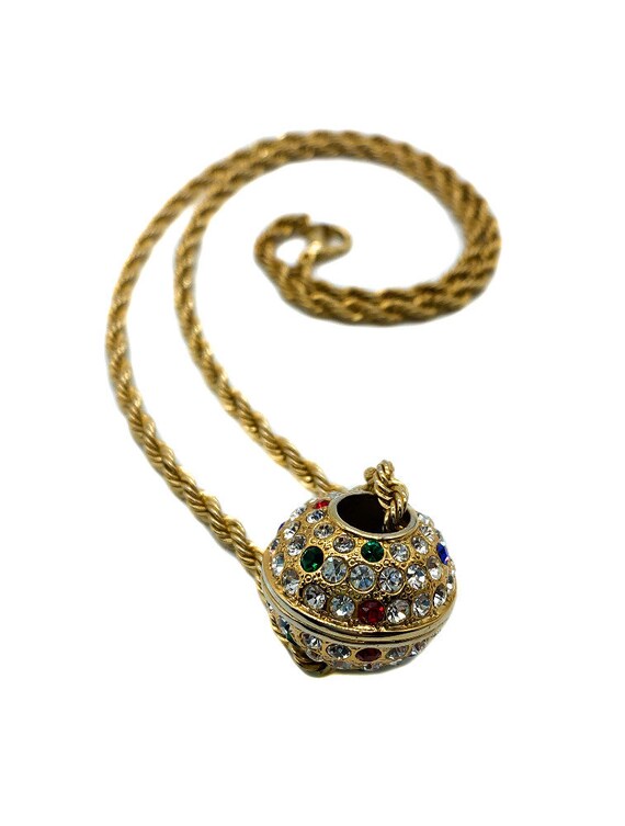 Vintage Big Gold Plated Crystal Rhinestone Ball Slide… - Gem