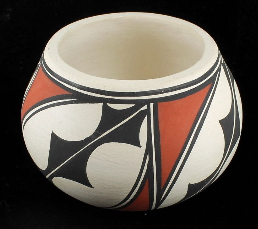 Vintage Tigua Pueblo Irene Native American Pottery Bowl Mouth Teeth ...