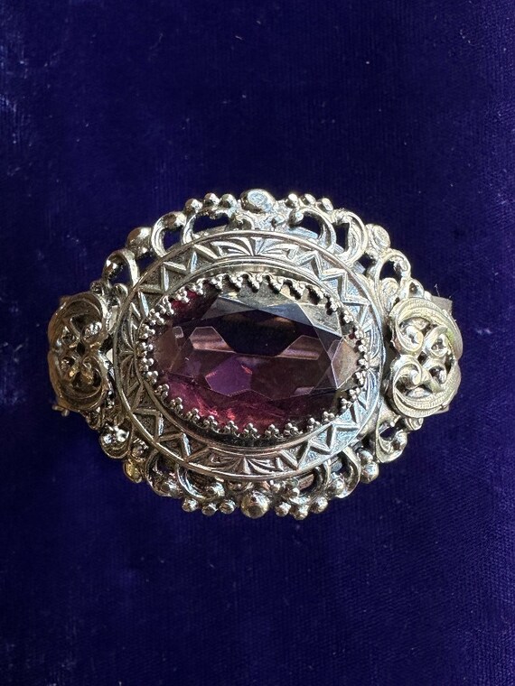 Vintage Whiting & Davis Victorian Revival Silver Amet… - Gem