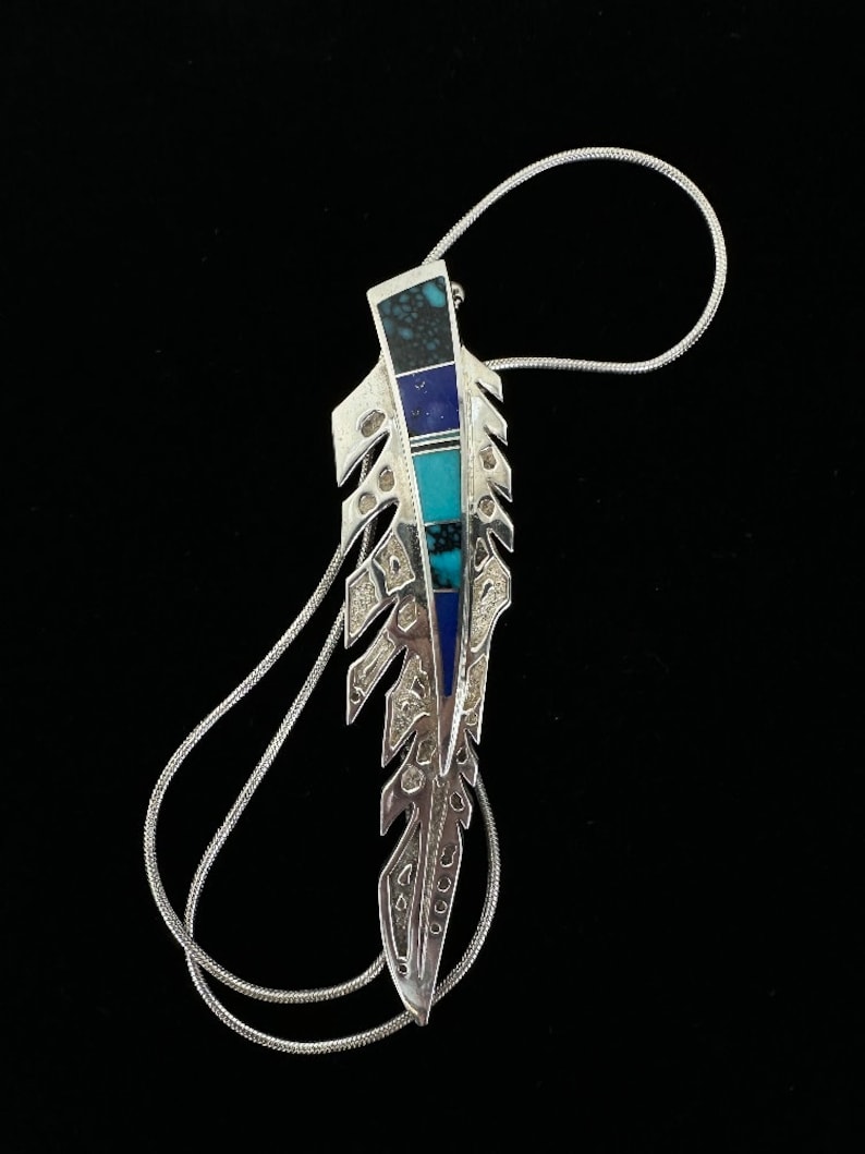 Vintage Sterling Ray Tracey Knifewing Turquoise Lapis Inlay Feather ...