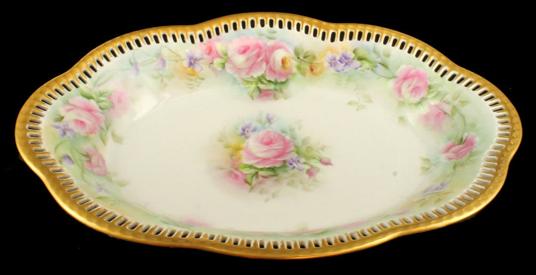 Antique Porcelain Reticulated Relish Veggie Dish Germany Roses - Etsy