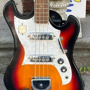 1960s MIJ Rexina Kawai Teisco Electric Bass Guitar~tri Tone Brown ...
