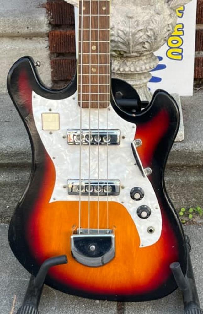 1960s MIJ Rexina Kawai Teisco Electric Bass Guitar~tri Tone Brown ...