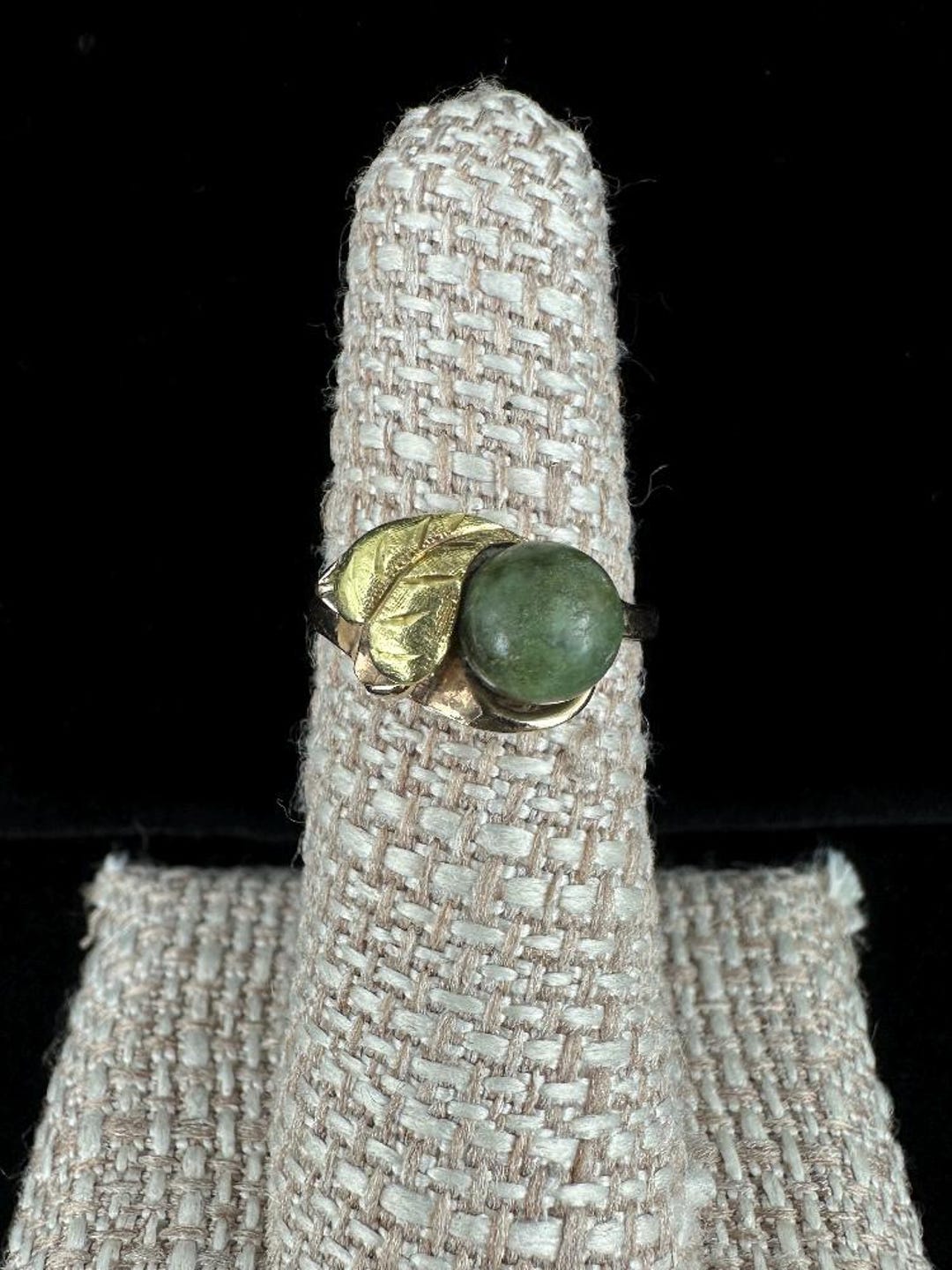 Vintage MCM 10k Gold Jade Leaf Designer Ring Sz 6 - Etsy