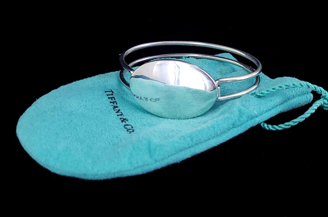 Vintage Sterling Silver Tiffany & Co Oval ID Tag Double Wire Bangle ...