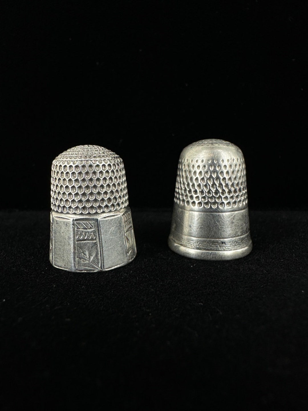 Antique Sterling Silver Simon Bros. Engine Turned Diamond Cut Thimble ...