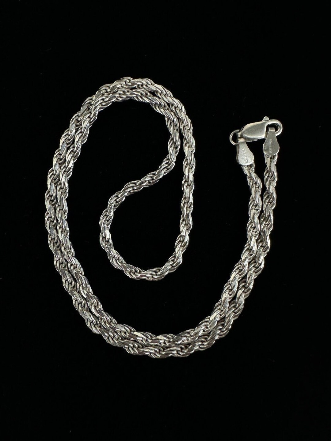 Vintage Sterling Silver 3mm Thick Rope Chain Necklace 18” - Etsy