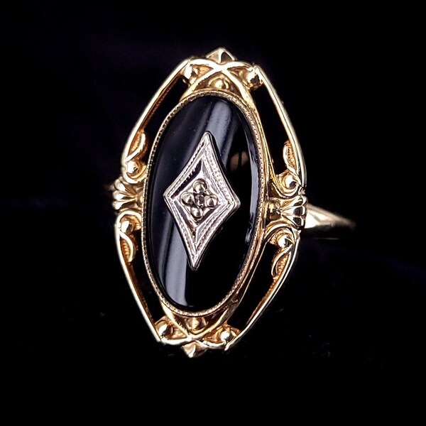 Art Deco Onyx Ring - Etsy