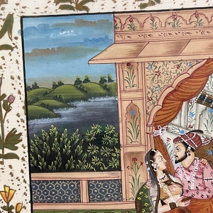 Vintage Indian Middle East Silk Painting Mughal Empire Harem Scene ...