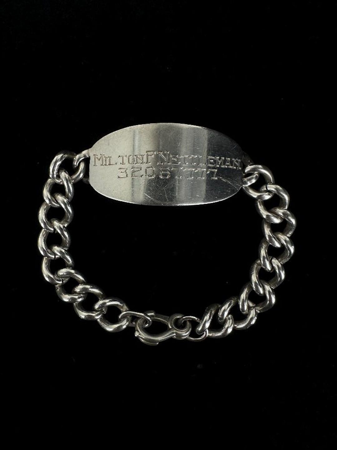 Vintage 1940’s US Army WWII Sterling Heavy Tec4 Engraved Bracelet 7.75 ...