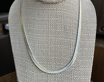 Vintage Italian Sterling Silver Diagonal Cut Herringbone Link Chain ...