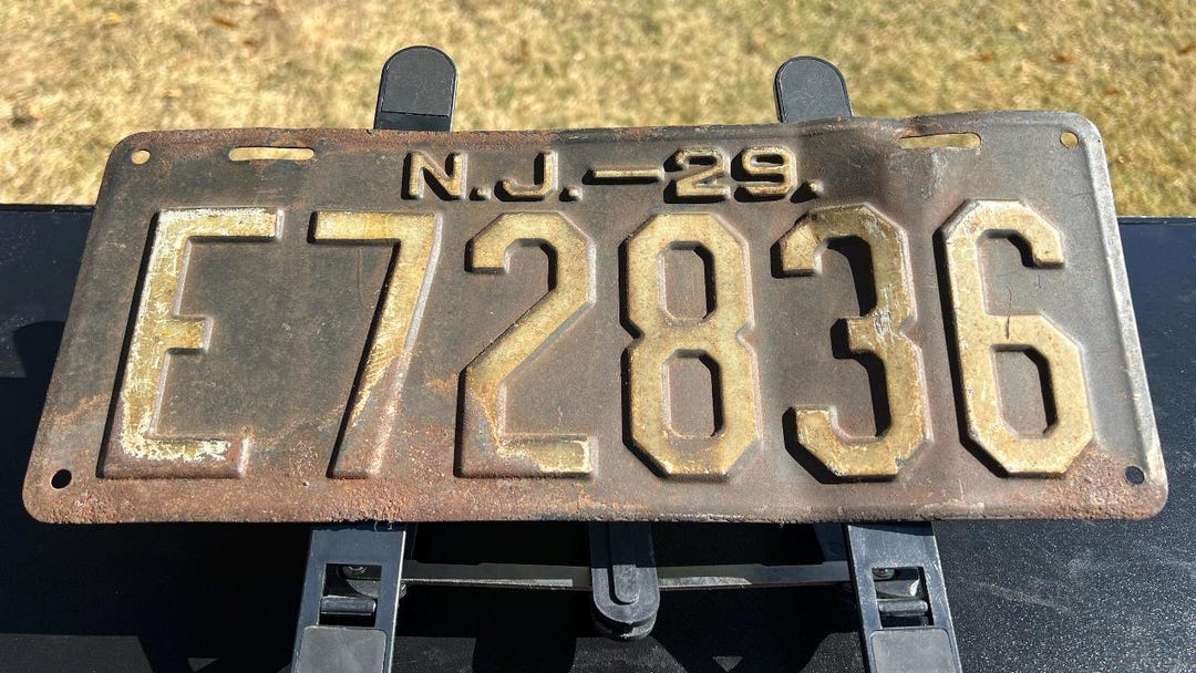 Vintage 1929 NJ License Plate Tag ~ Essex County ~ Man Cave ~ Garage ...