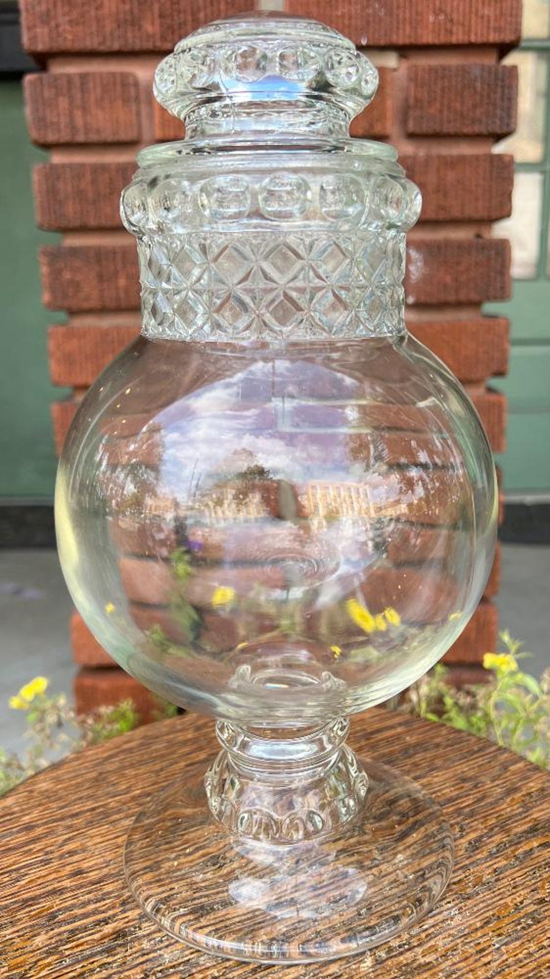 Antique Glass Apothecary Candy Globe Jar Tiffin Dakota W Lid Art Deco ...