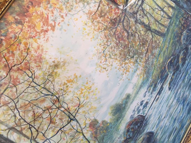 Antique Raphael Senseman Water Color Painting Autumn Stream Colorful ...