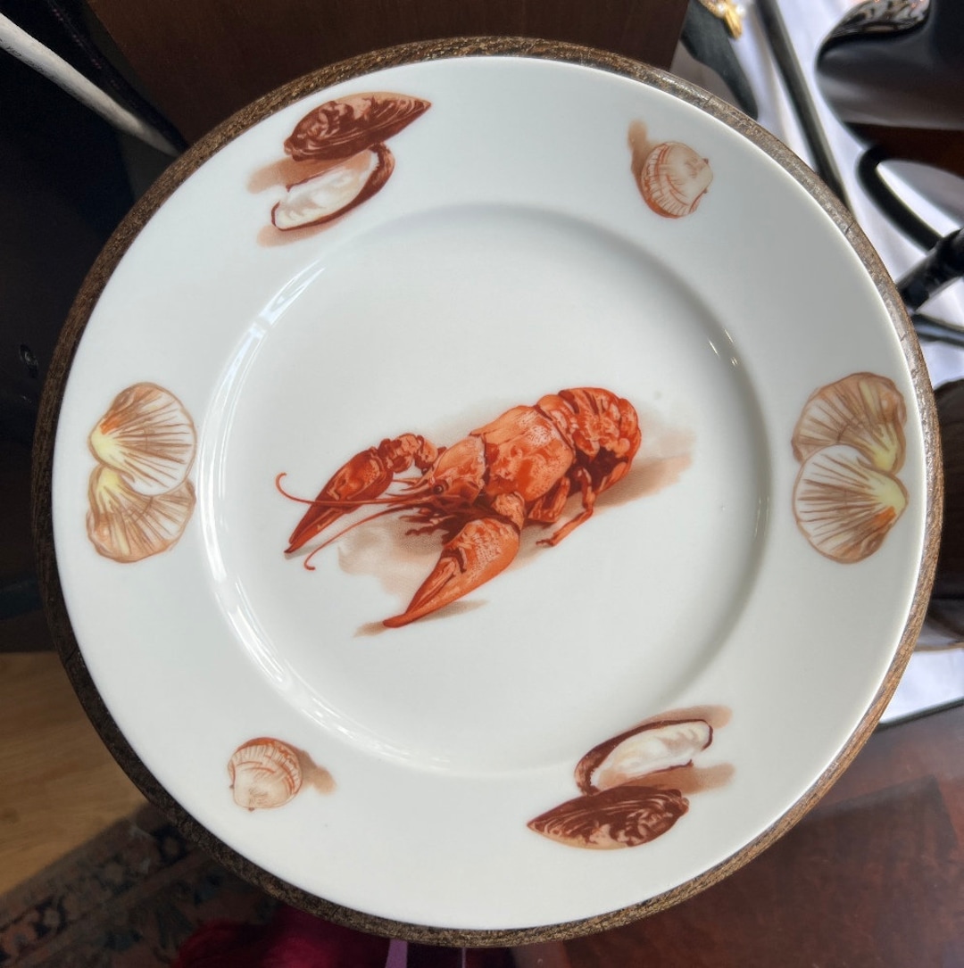 Vintage MCM Lobster Shellfish Plate Porcelain Nautical JWK Bavaria W ...