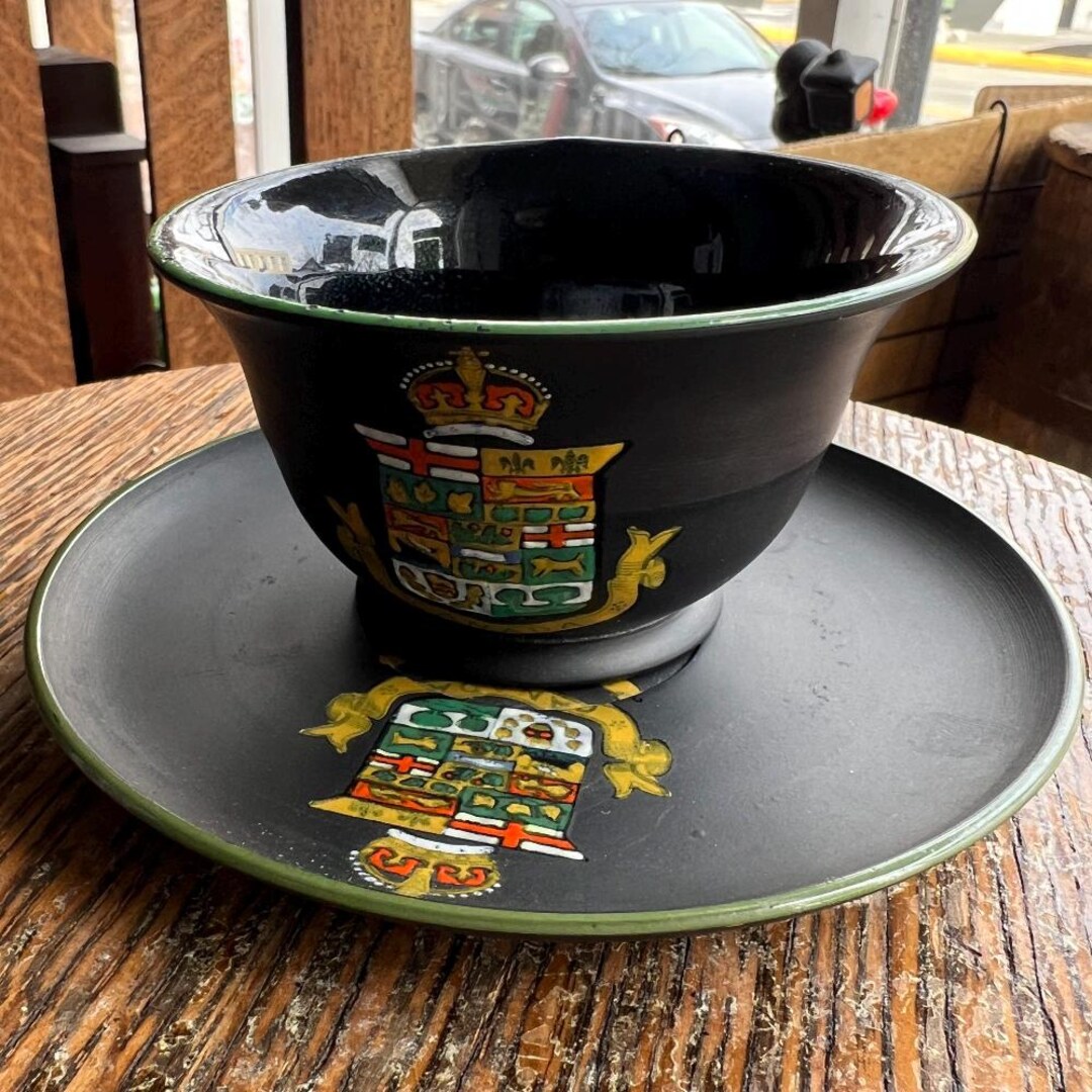Antique Wedgwood Black Basalt Kelock Ware Teacup & Saucer Canada Rare ...