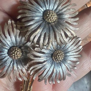 Vintage Kramer MCM Hollywood Regency Gold Silver Mod 3 Daisy Bouquet ...