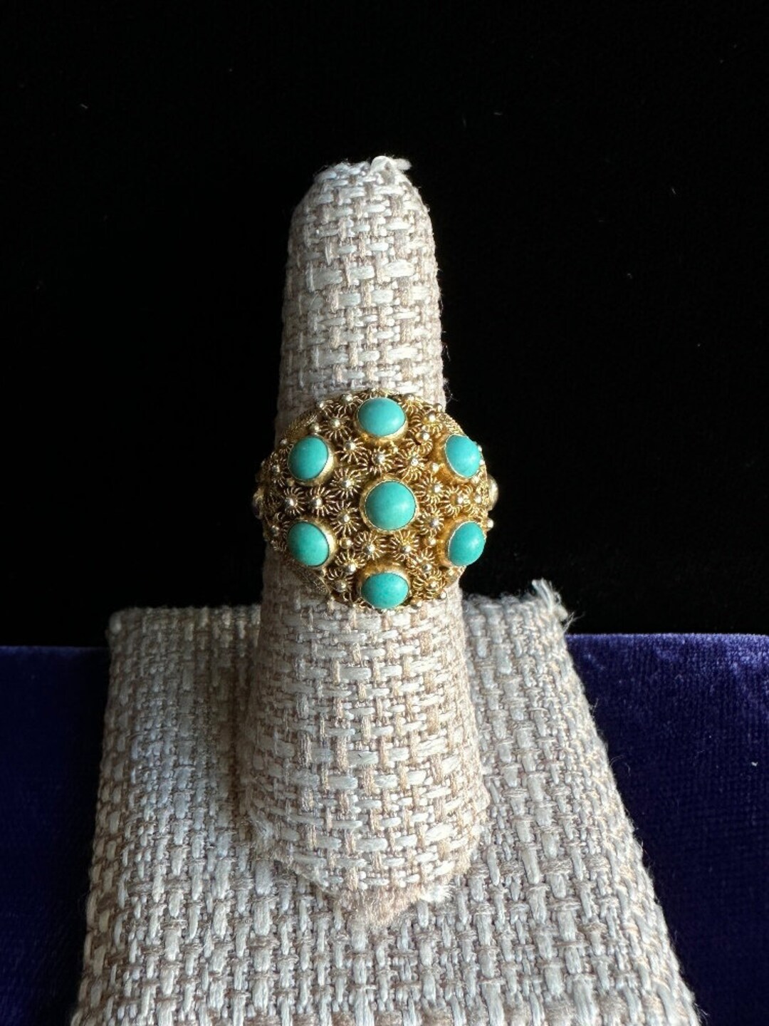 Antique Deco Gold Over Sterling Chinese Export Turquoise Filigree ...
