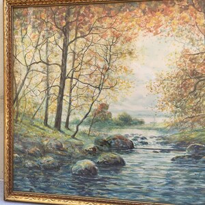 Antique Raphael Senseman Water Color Painting Autumn Stream Colorful ...